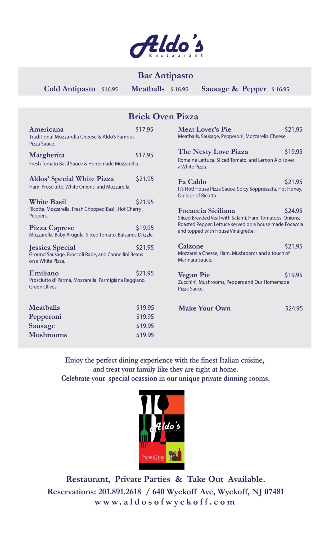 Aldo's Take Out - Aldo's of Wyckoff